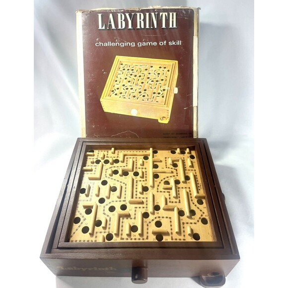 N.S.C. | Games | Vintage Labyrinth Wooden Box Tilting Maze Game Of ...